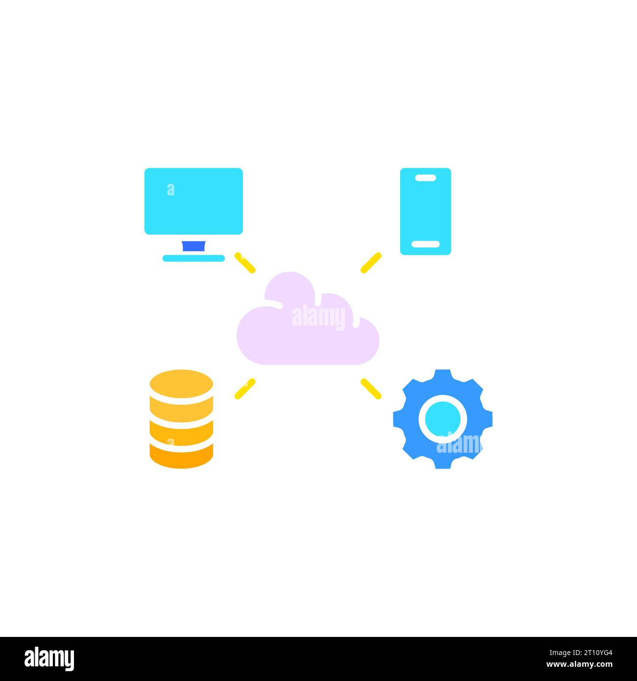Cloud saving with apps line icon. Online, computer, program, service ...