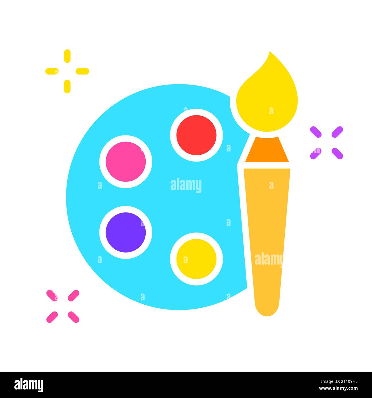 Palette and brush line icon. Photo and video editing, retouching ...