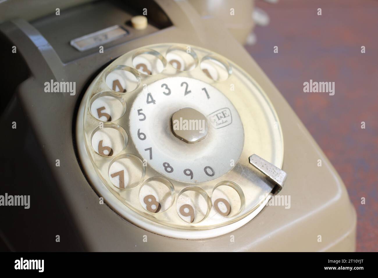 Old telephone 70s with rotary dial Stock Photo - Alamy