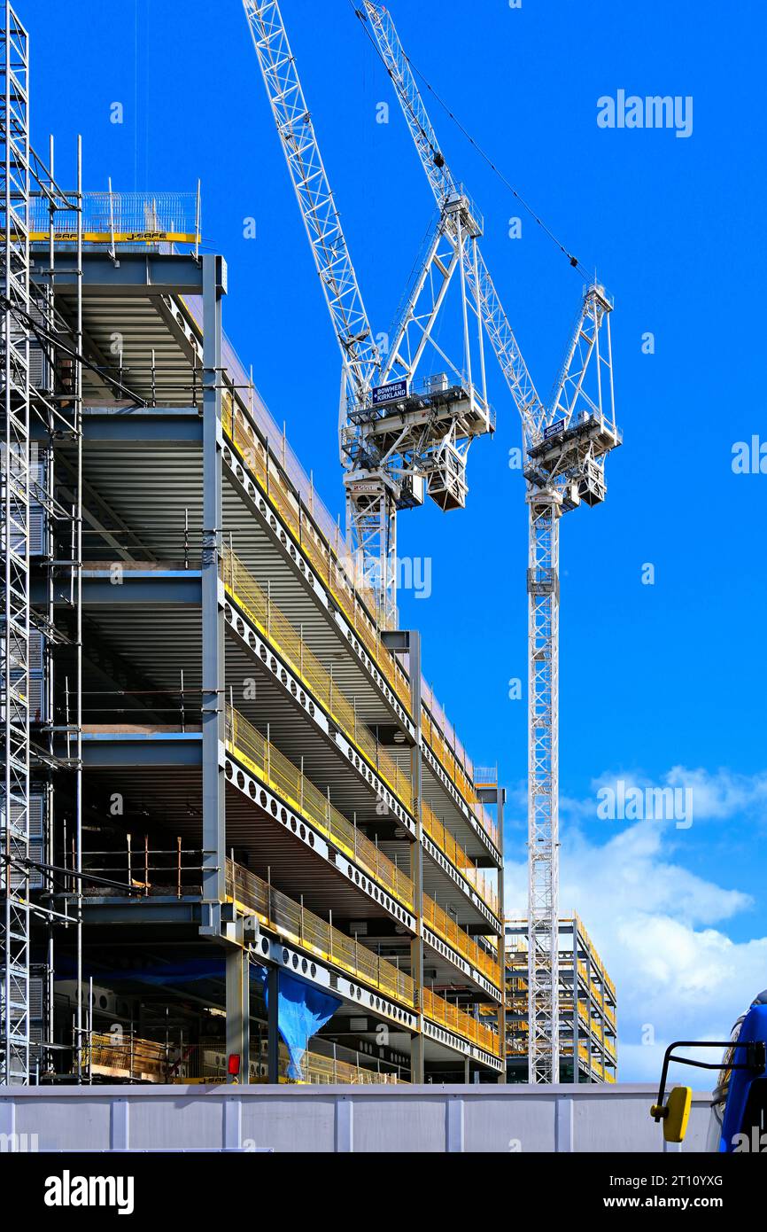 Bowmer & Kirkland building site in Newcastle city centre against deep ...