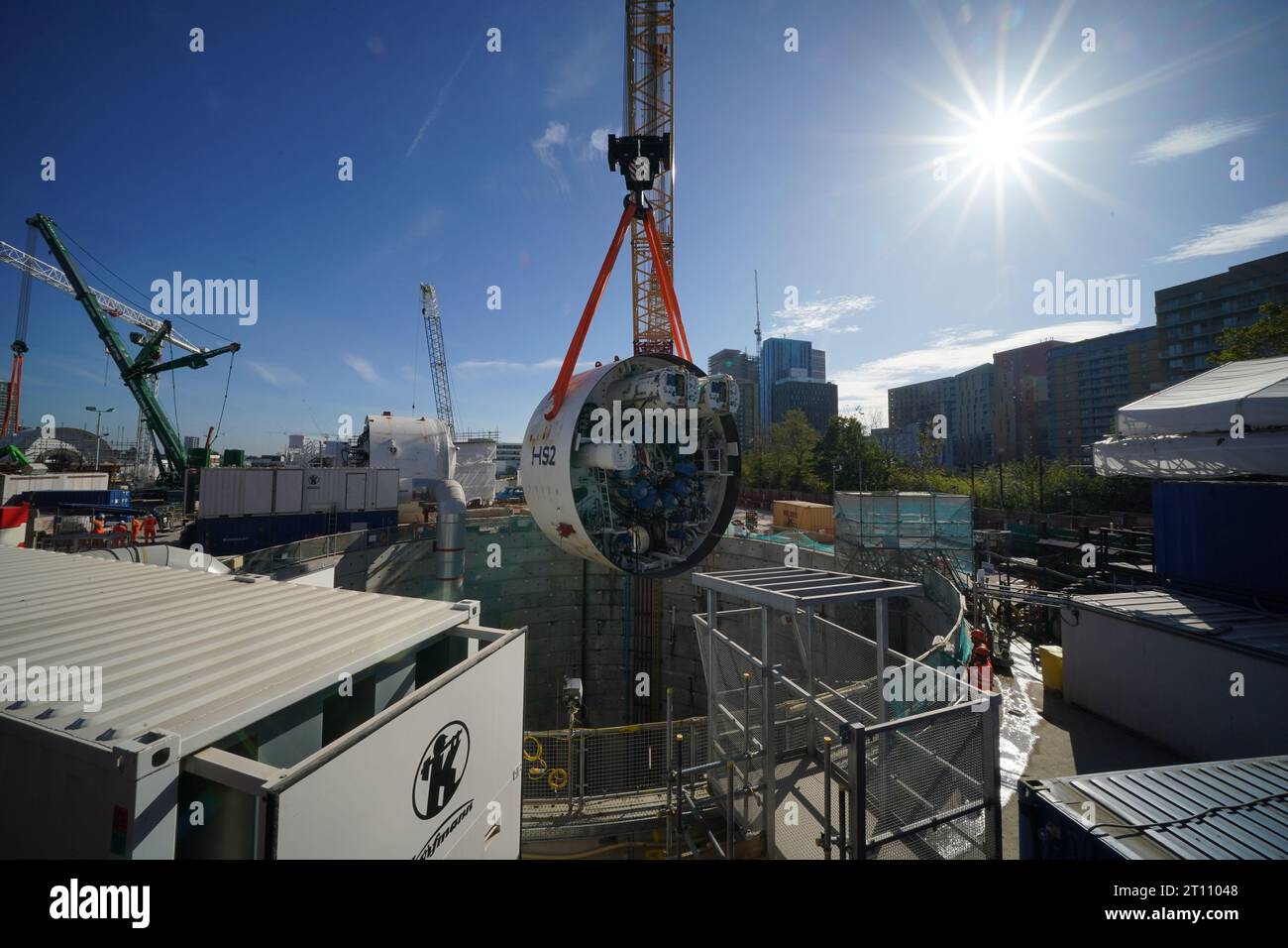 The front shield from the 2,000-tonne tunnel boring machine (TBM), as ...