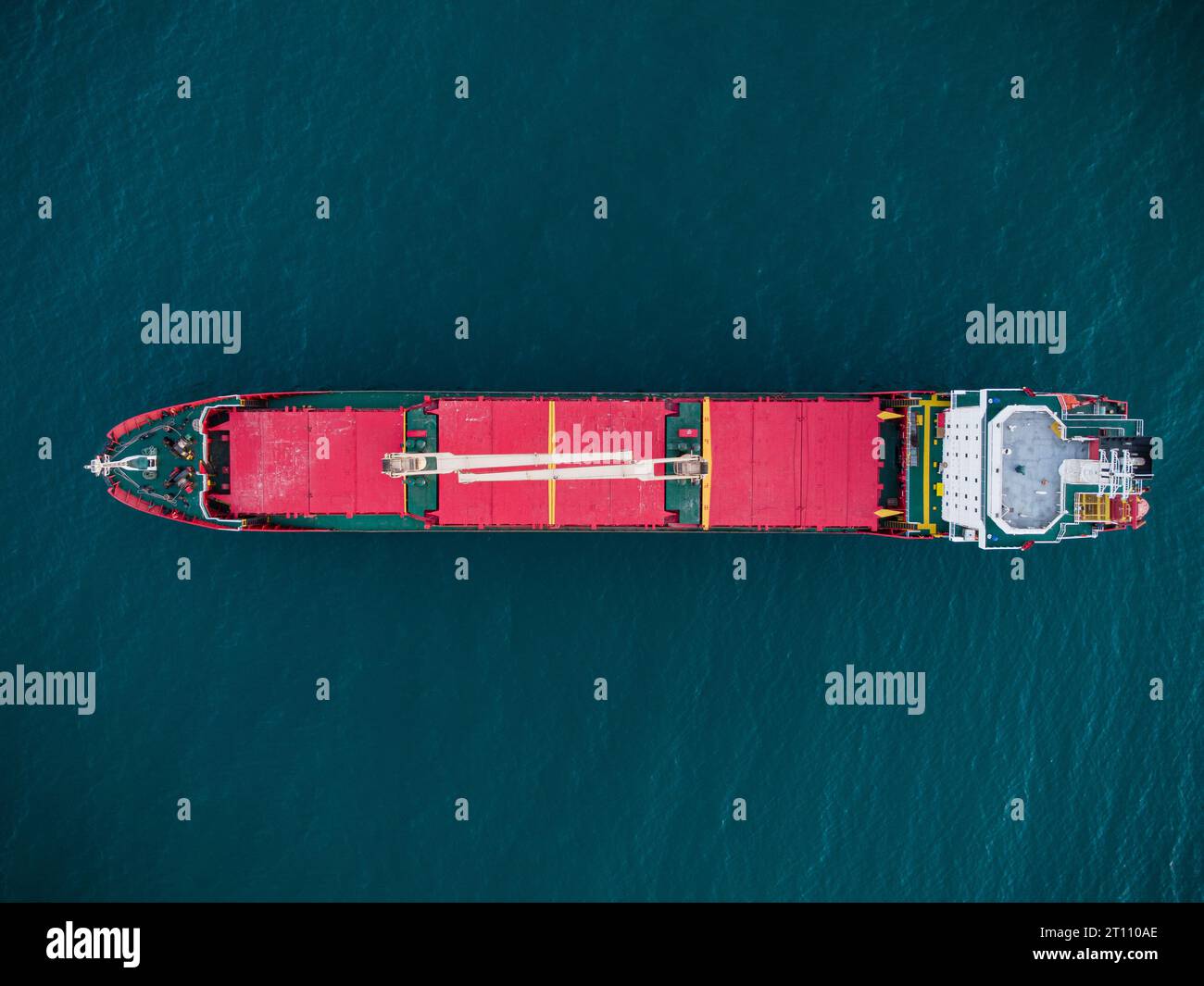 Large general cargo ship, Top down aerial Stock Photo - Alamy