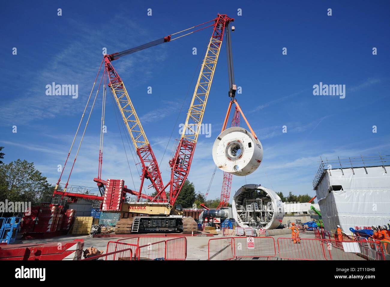 The front shield from the 2,000-tonne tunnel boring machine (TBM), as ...