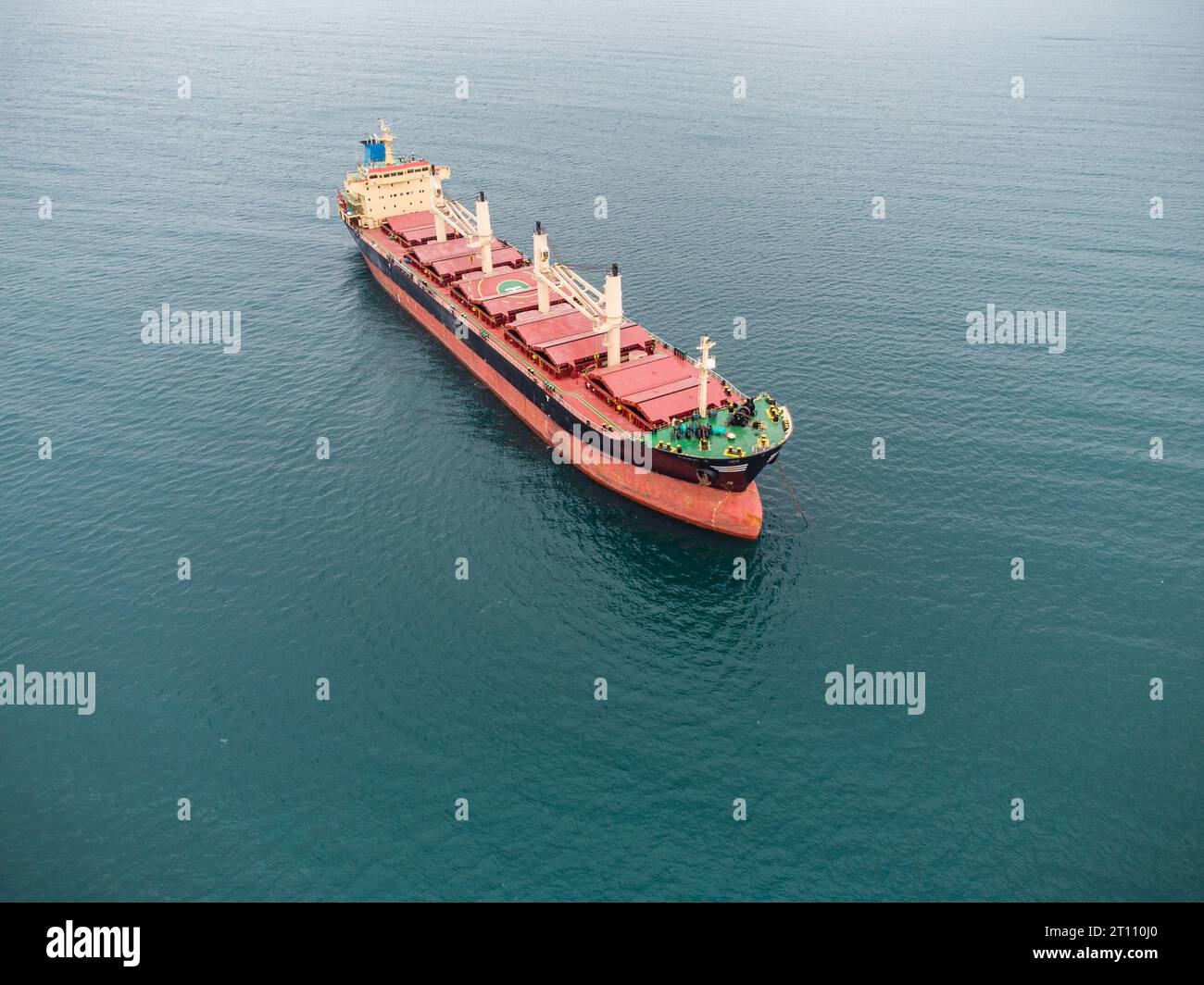 Large general cargo ship, Top down aerial Stock Photo - Alamy