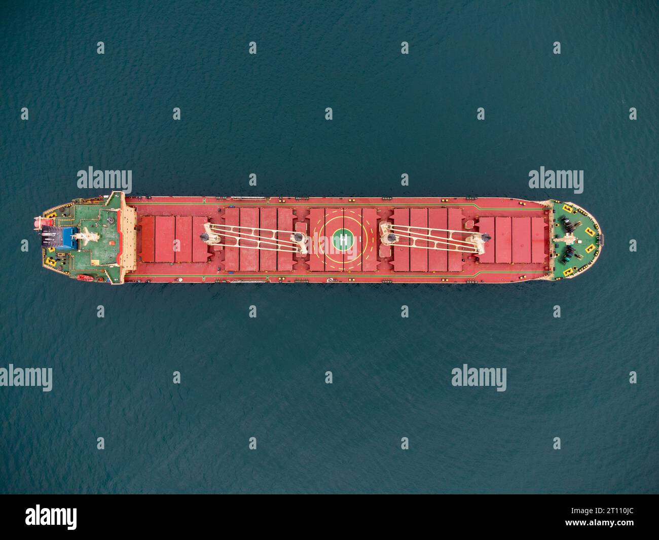 Large general cargo ship, Top down aerial Stock Photo - Alamy