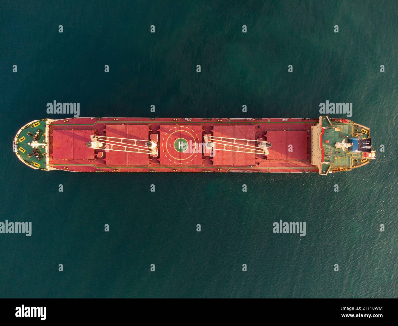 Large general cargo ship, Top down aerial Stock Photo - Alamy