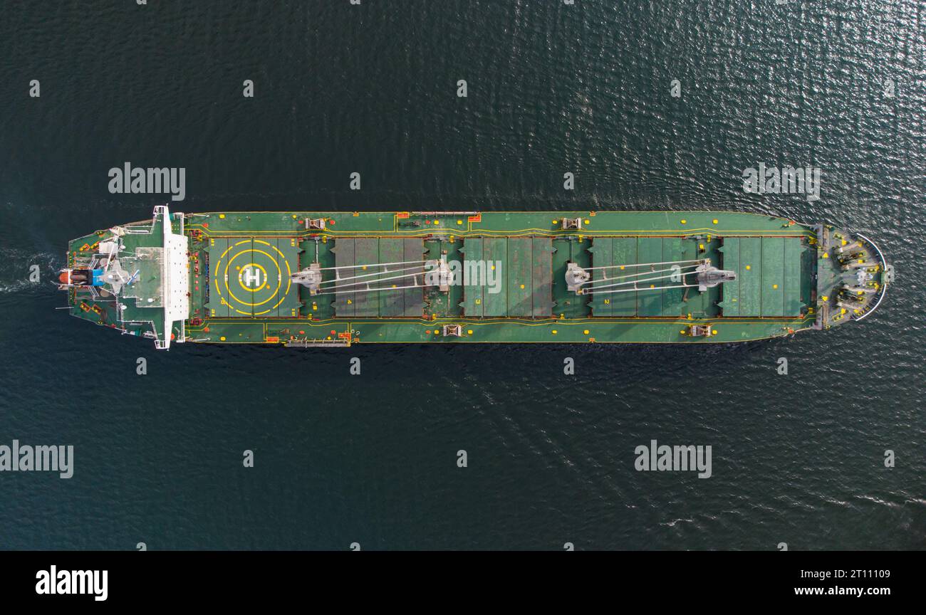 Large general cargo ship tanker bulk carrier, aerial view Stock Photo ...