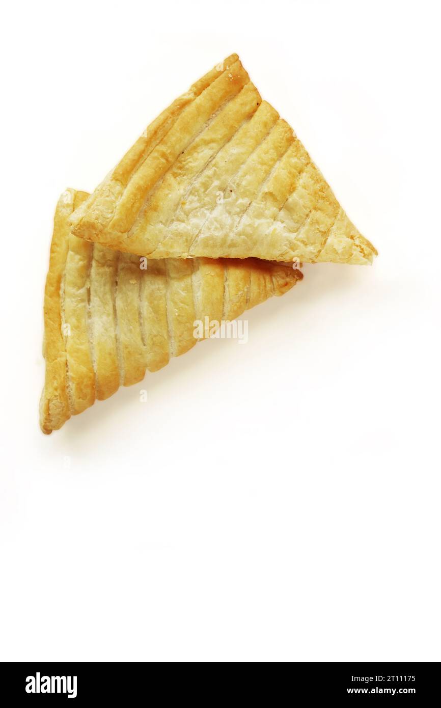 Two isolated Apple turnovers, croissant, cake. pastry, bakery on the ...