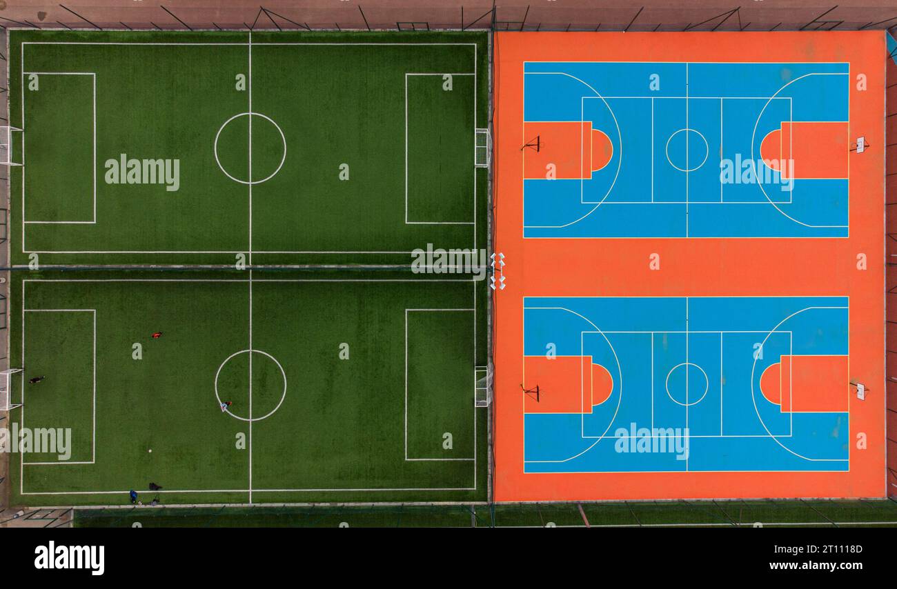 Aerial view park basketball soccer hi-res stock photography and images ...