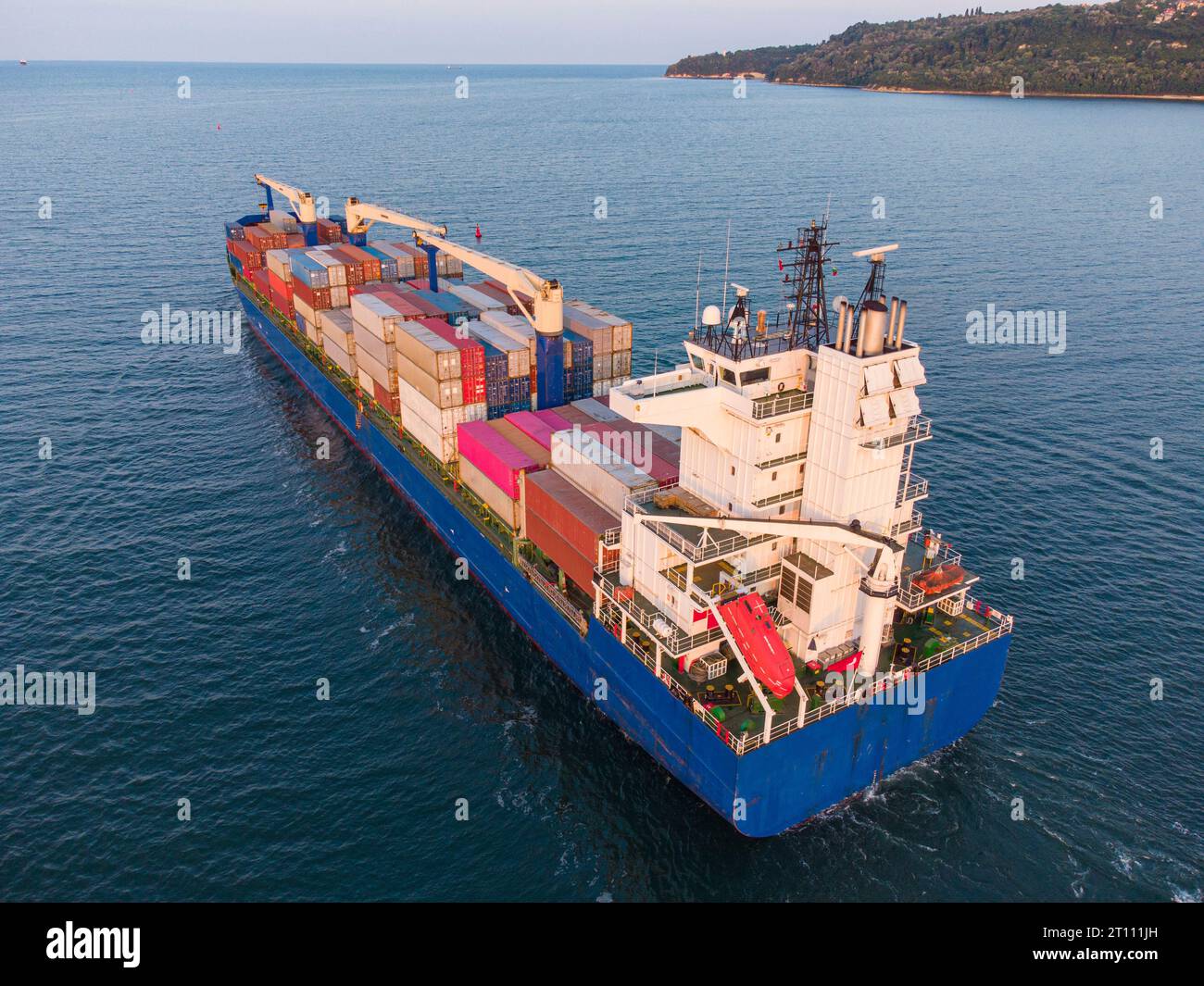 Aerial top view of cargo container ship in the sea Stock Photo - Alamy