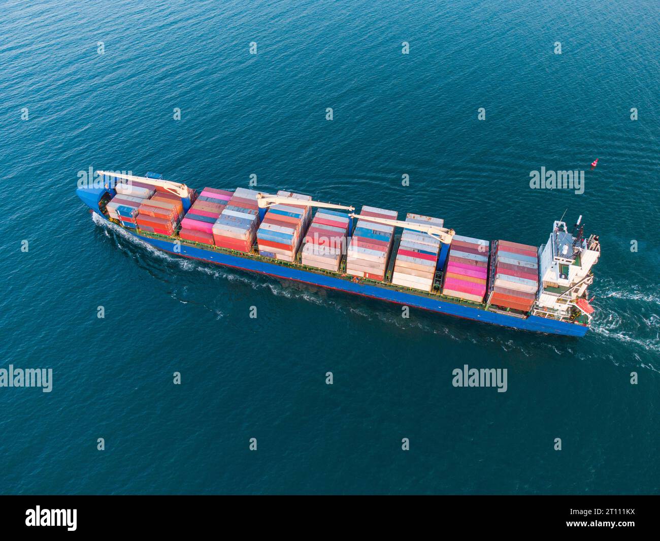 Aerial top view of cargo container ship in the sea Stock Photo - Alamy