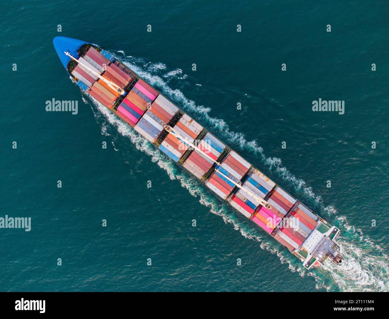 Aerial top view of cargo container ship in the sea Stock Photo - Alamy