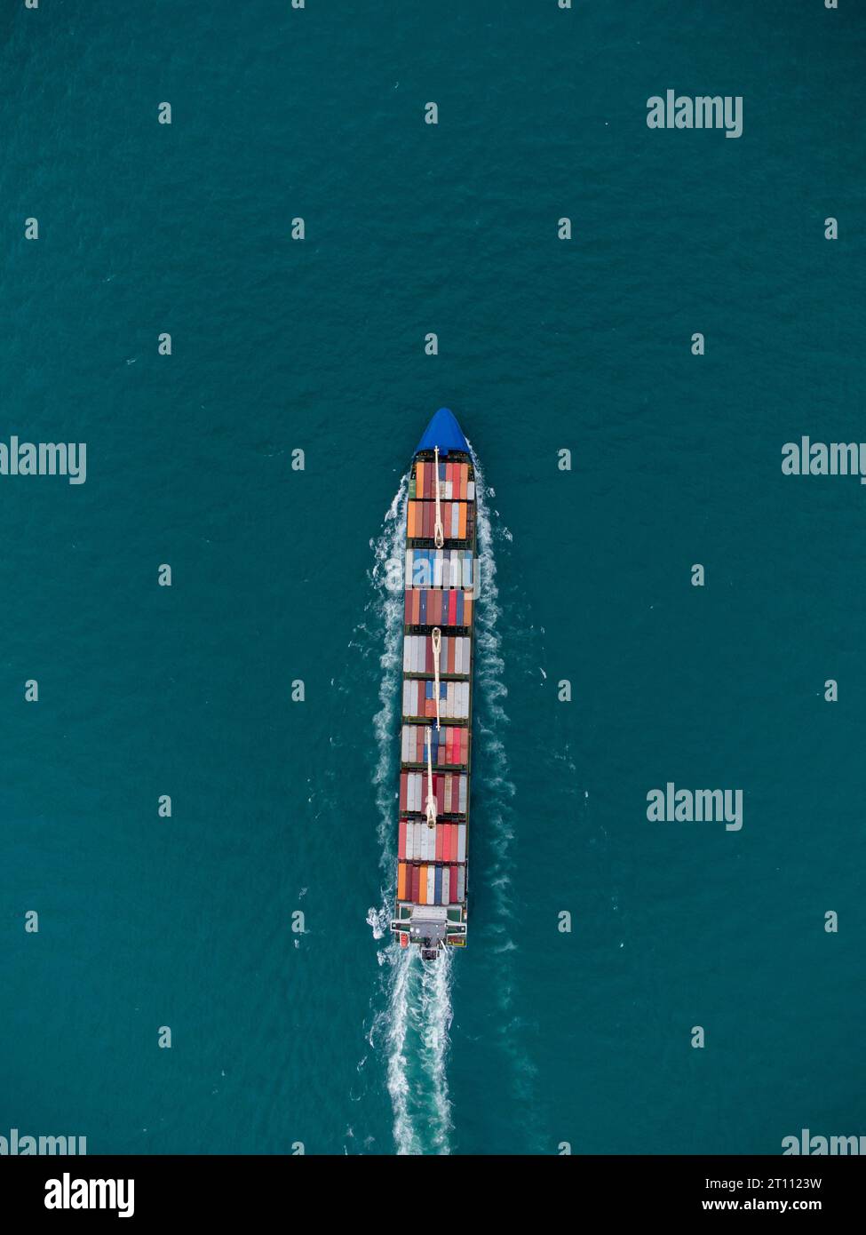 Aerial view of big cargo container ship in the sea Stock Photo - Alamy