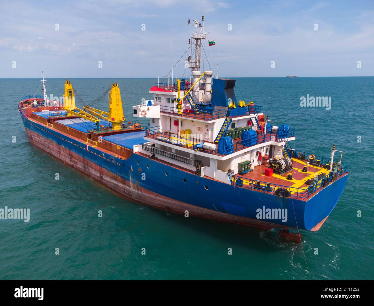 Large general cargo ship tanker bulk carrier, aerial top view Stock ...