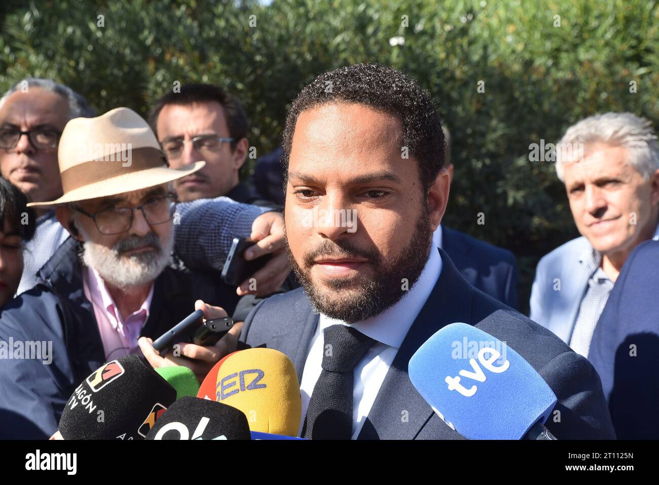 The secretary general of VOX, Ignacio Garriga, offers statements to the ...