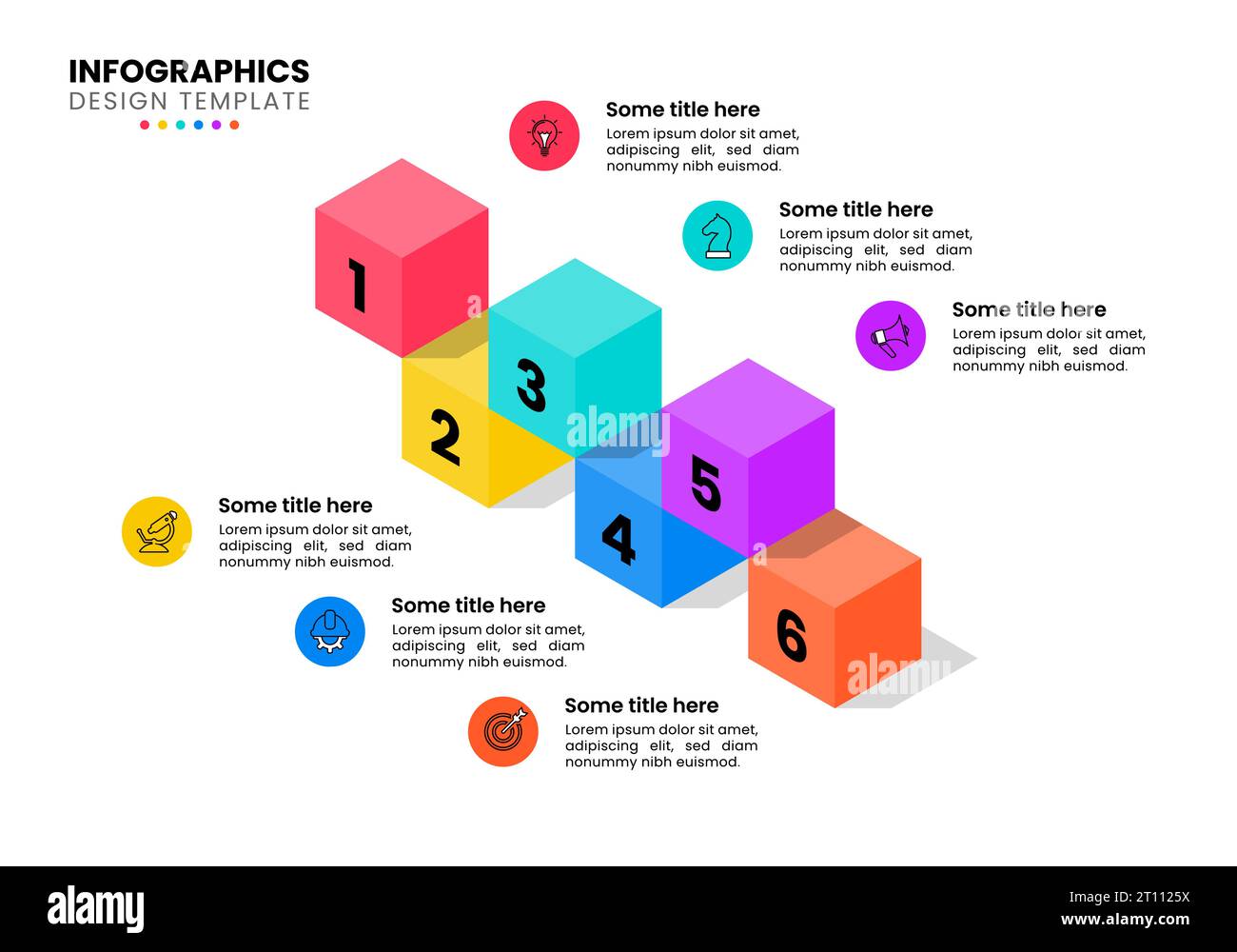 Infographic template with icons and 6 options or steps. Cubes. Can be ...