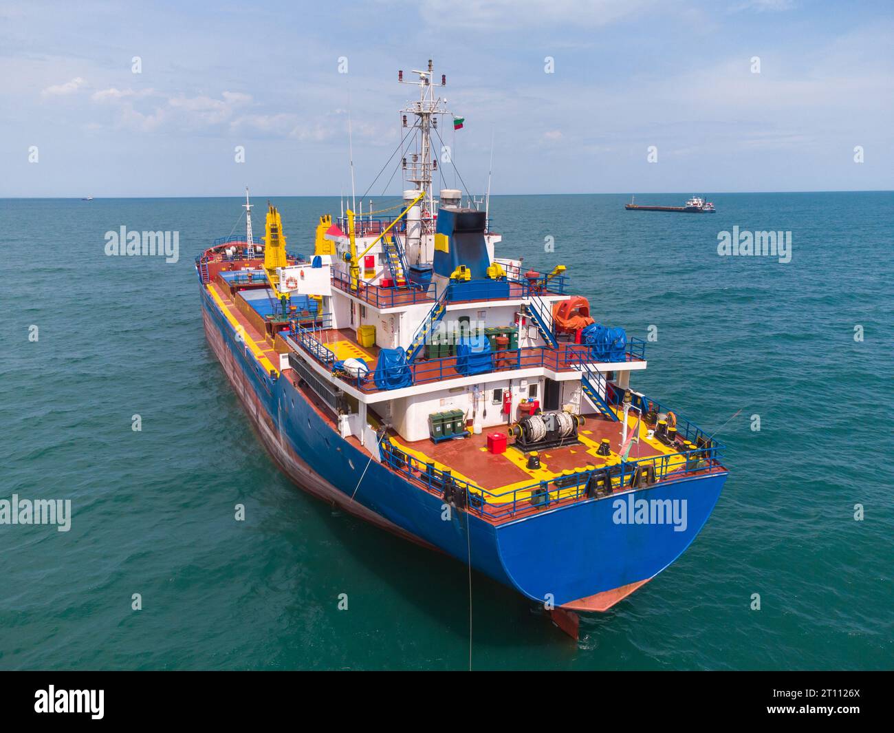Large general cargo ship tanker bulk carrier, aerial top view Stock ...