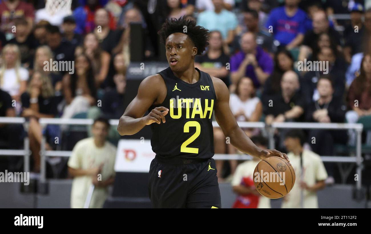 Utah Jazz's guard Collin Sexton (2) in action against the Los Angeles ...