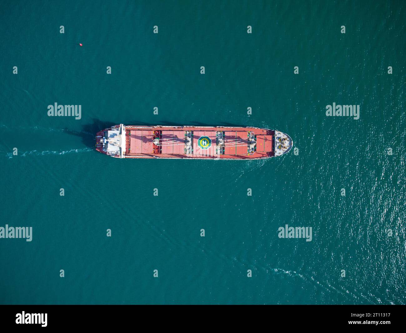 Large general cargo ship tanker bulk carrier, aerial top view Stock ...