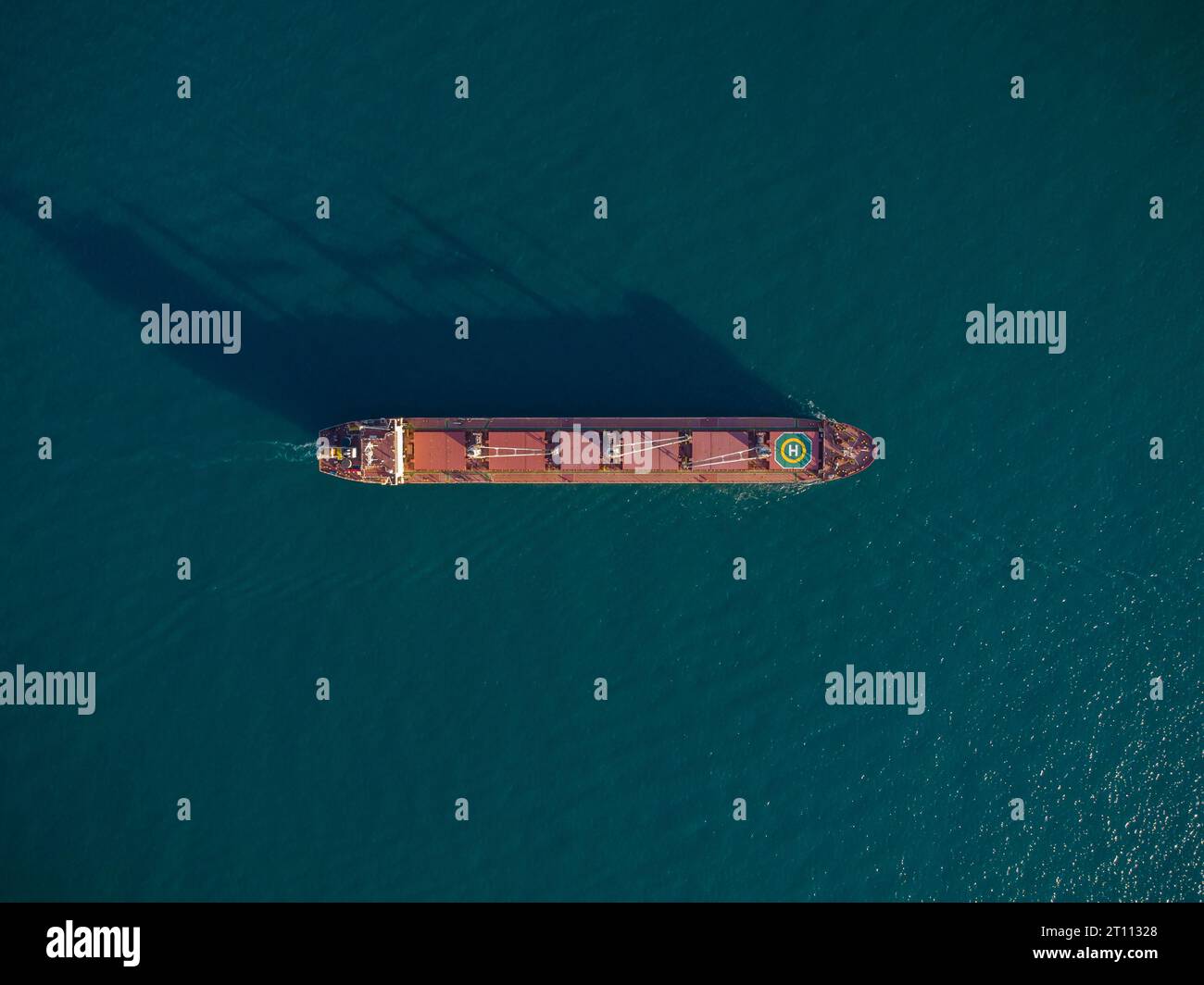 Large general cargo ship tanker bulk carrier, aerial top view Stock ...