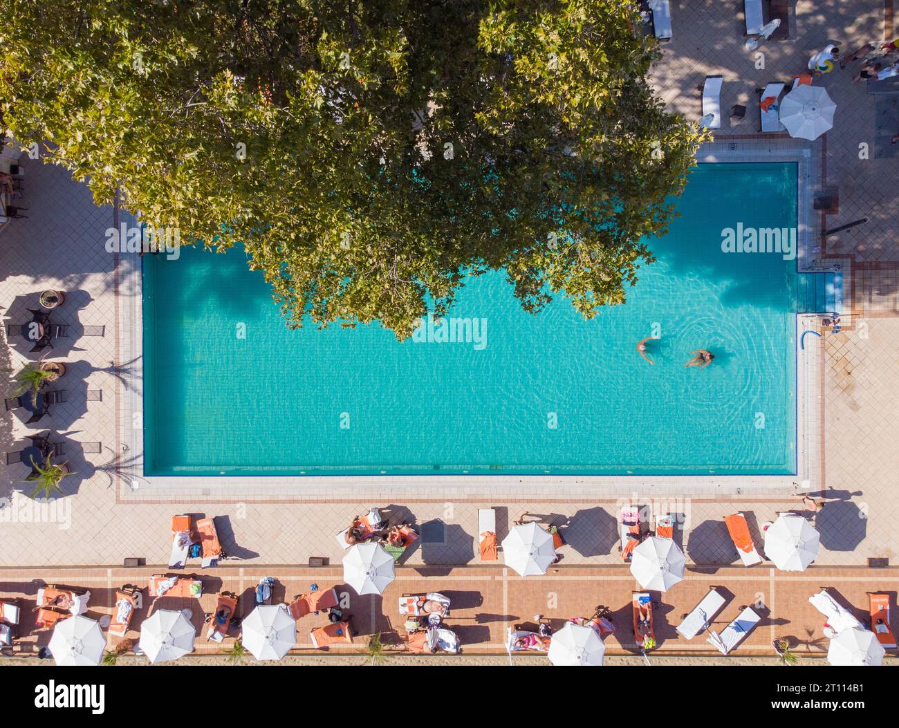 Aerial top down view of swimming pool in luxury hotel Stock Photo - Alamy