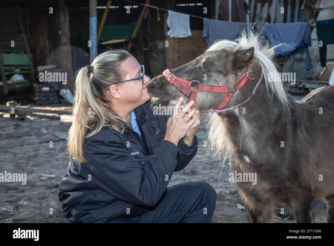 A female animal welfare inspector shares a heartwarming moment of ...