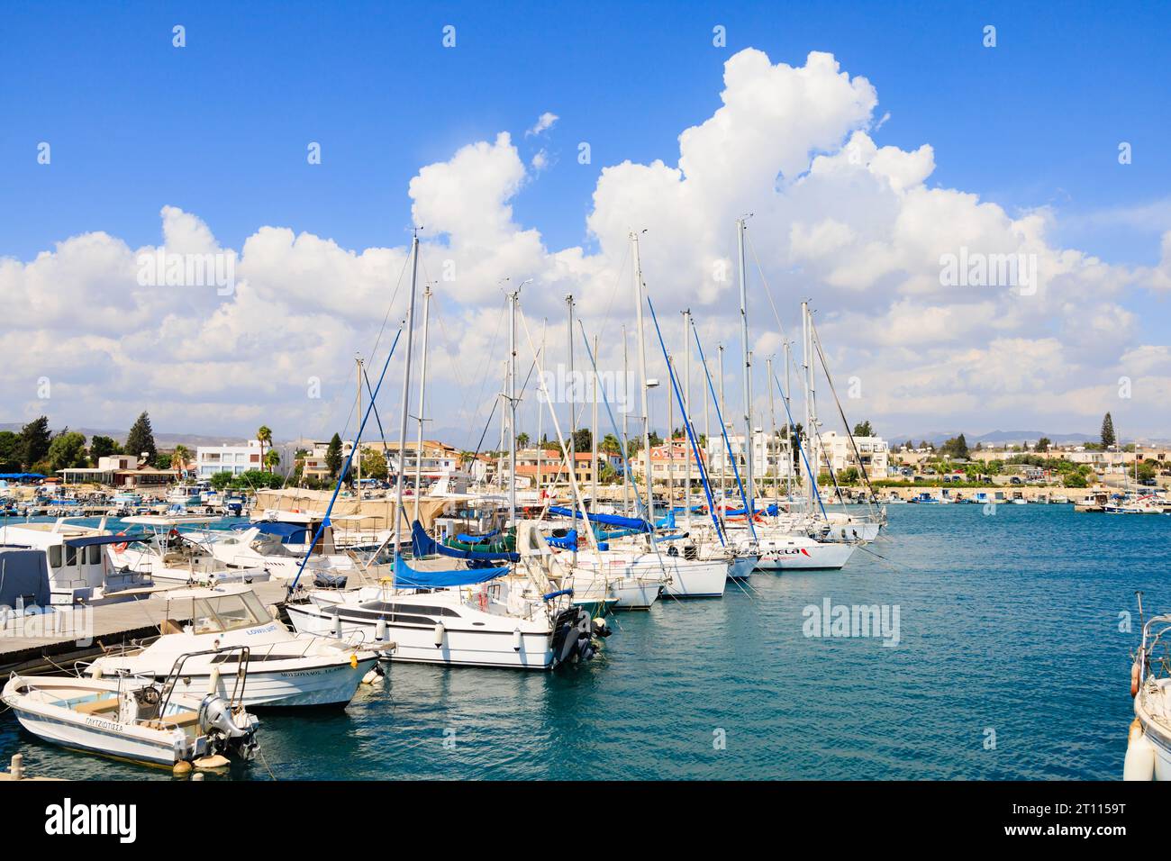 Yachts and pleasure craft moored at the marina, Zygi Harbour, Cyprus ...