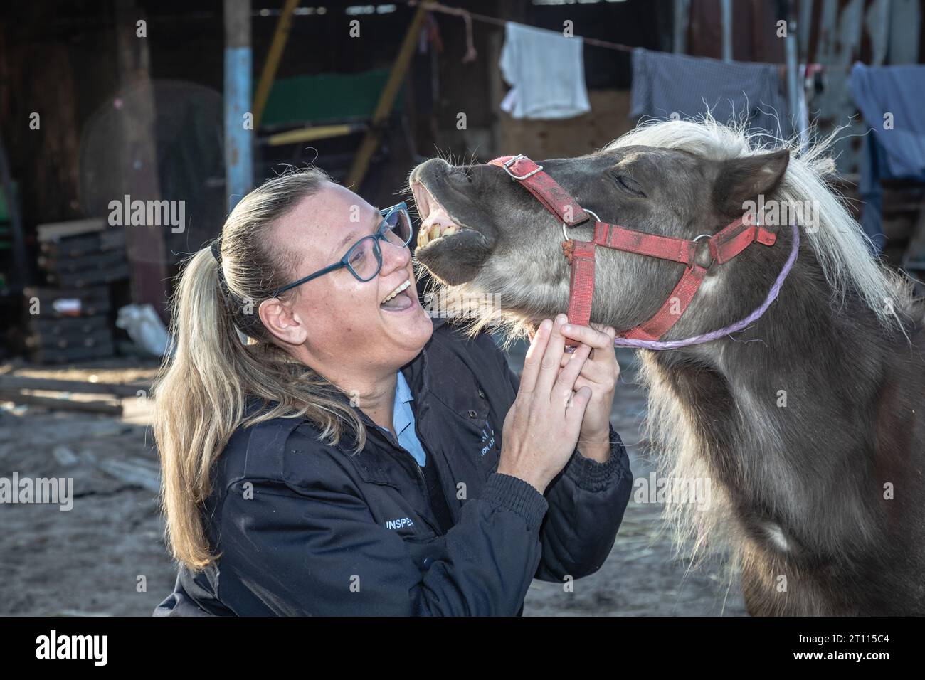 A female animal welfare inspector shares a heartwarming moment of ...