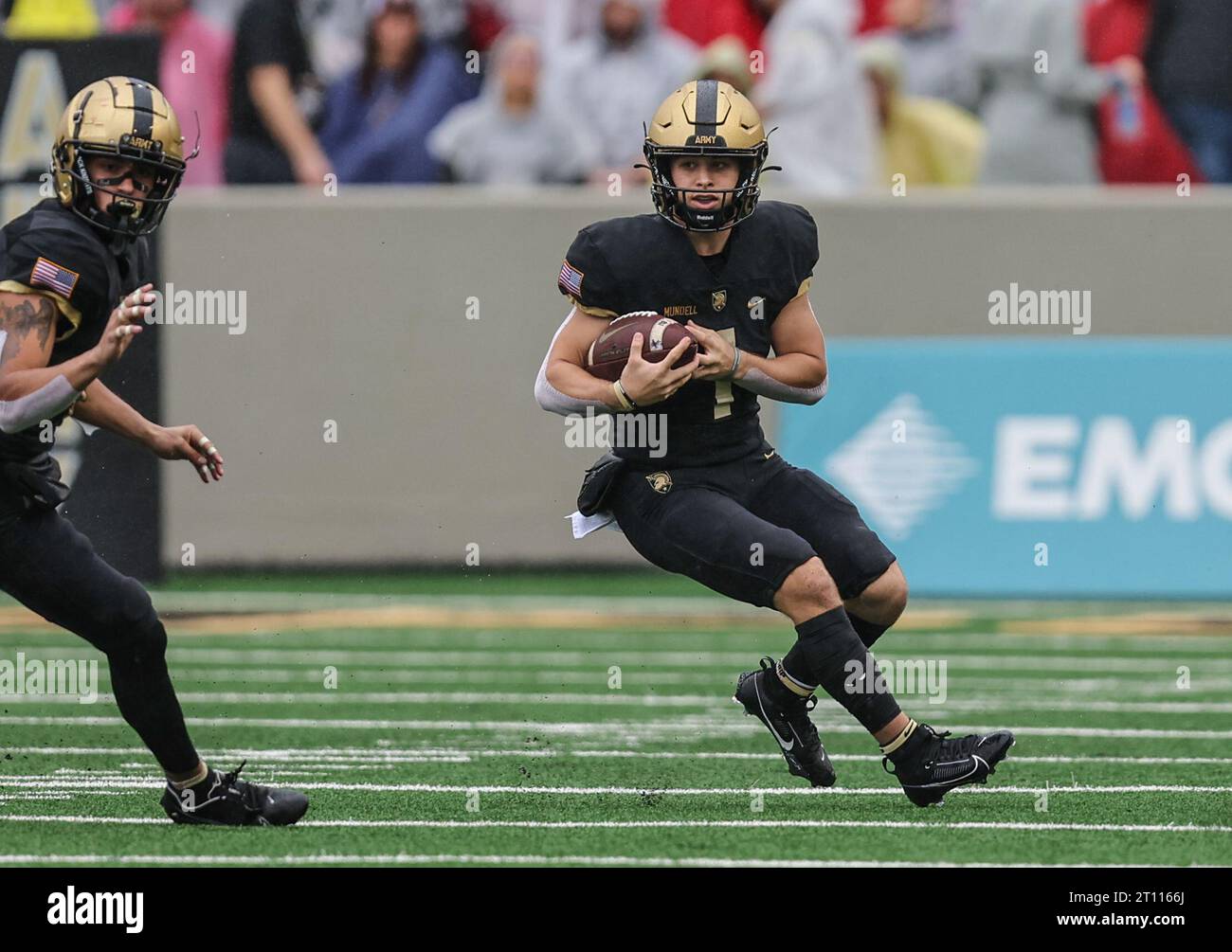 October 07, 2023: Army Black Knights quarterback Zach Mundell (1) looks for room to run during ...