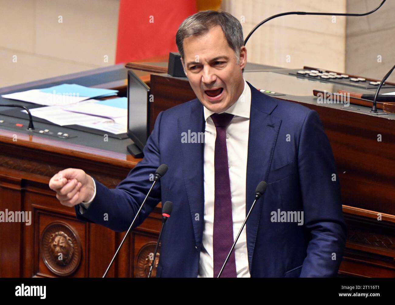 Brussels, Belgium. 10th Oct, 2023. Prime Minister Alexander De Croo ...