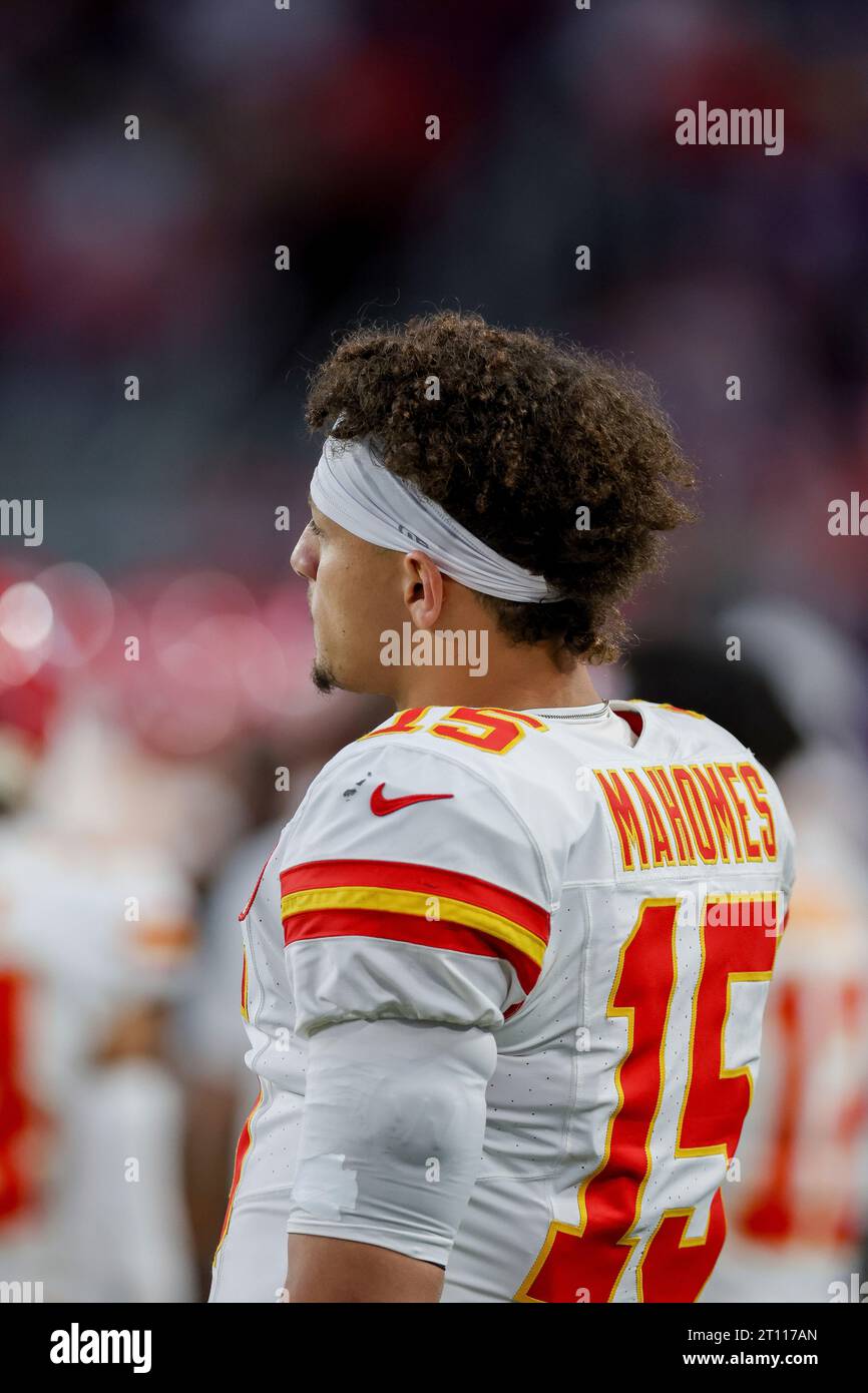 Kansas City Chiefs quarterback Patrick Mahomes (15) on the sideline ...