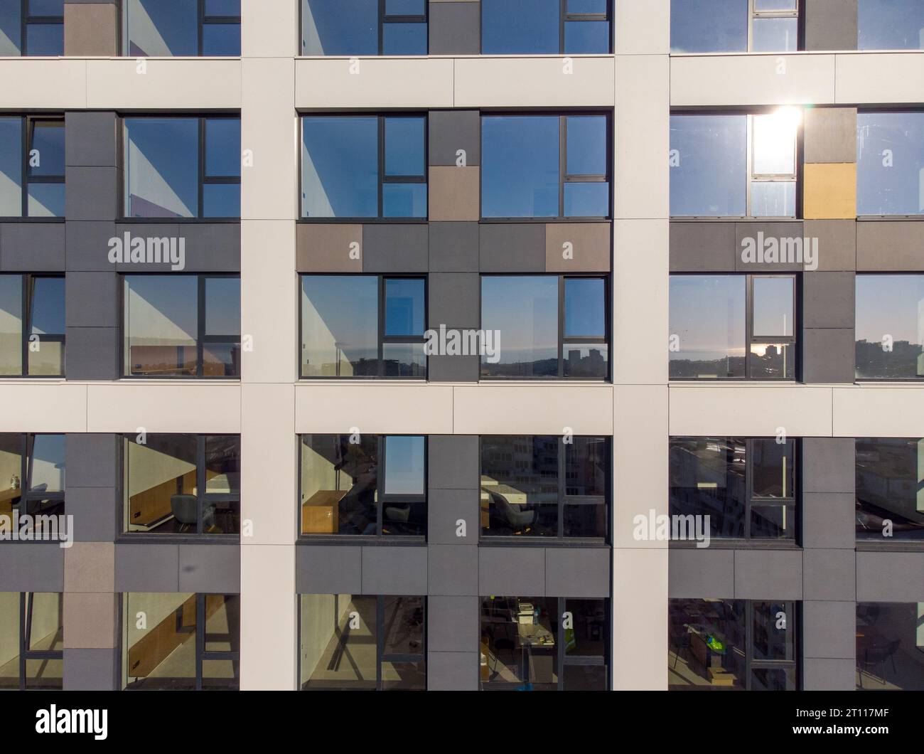 Facade of modern office or residential building drone view Stock Photo ...