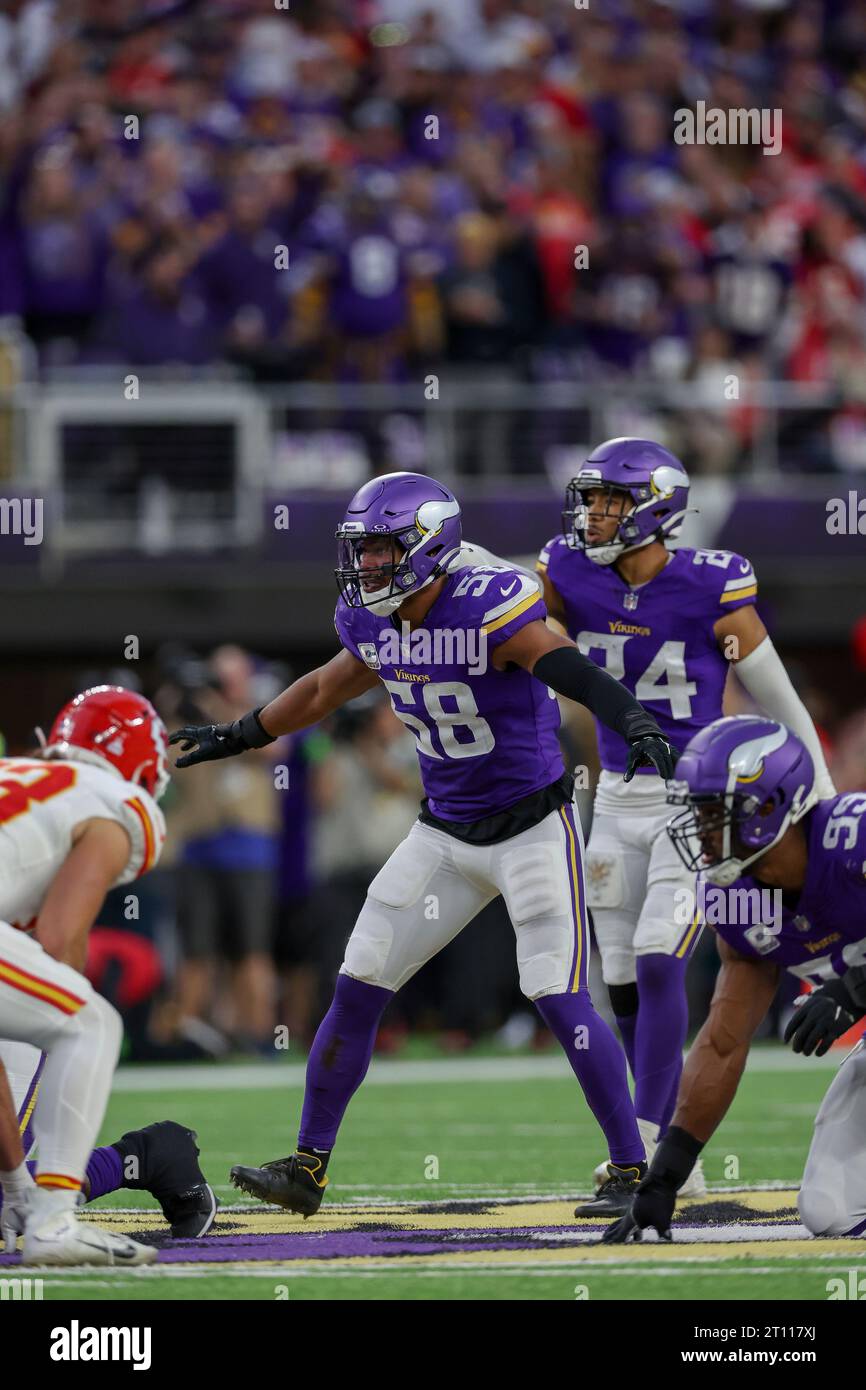 Minnesota Vikings linebacker Jordan Hicks (58) in action during the ...