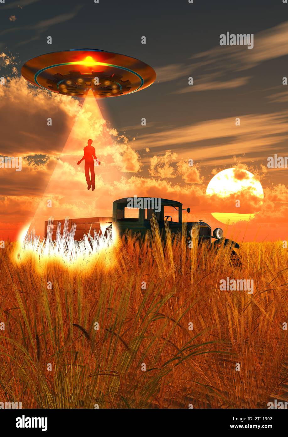 A Human Male , Being Abducted By Aliens Stock Photo - Alamy