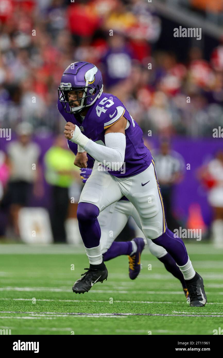 Minnesota Vikings linebacker Troy Dye (45) in action against the Kansas ...