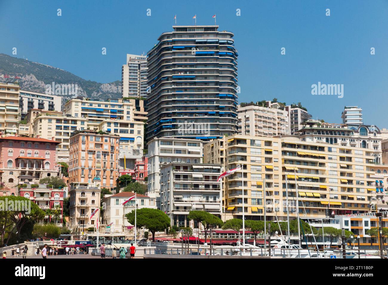 Apartment building & densely developed skyline rising above Port ...