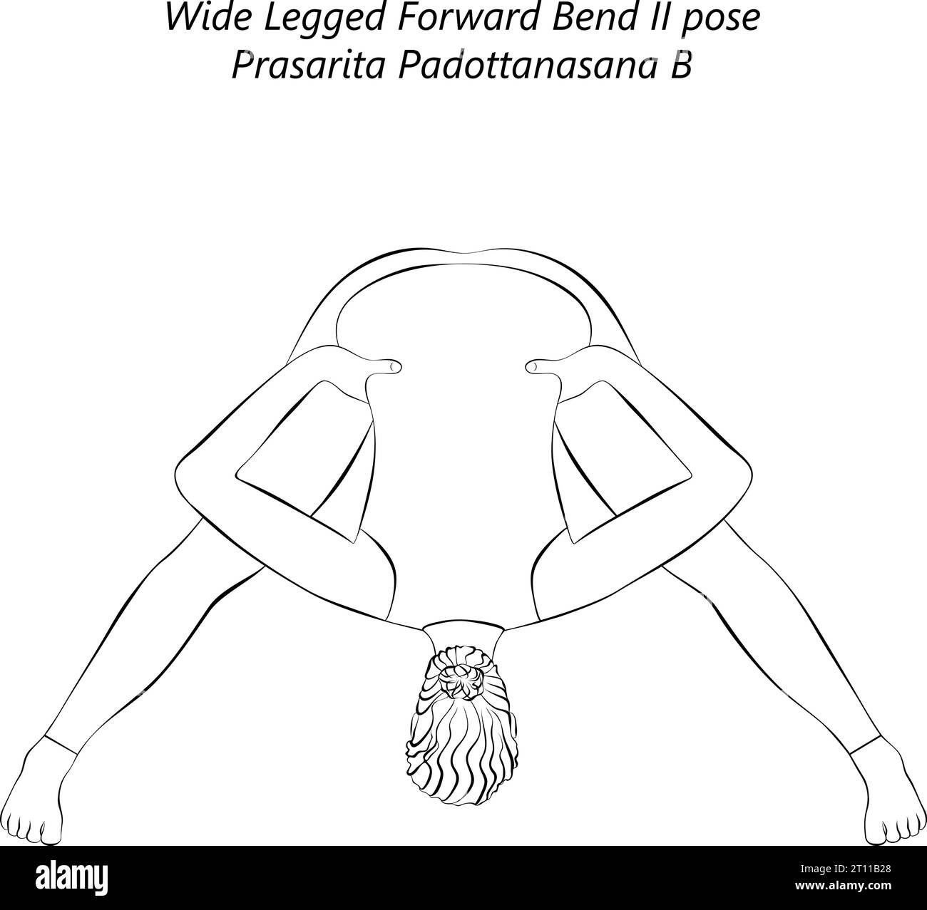 Sketch of young woman doing yoga Prasarita Padottanasana B. Wide Legged ...