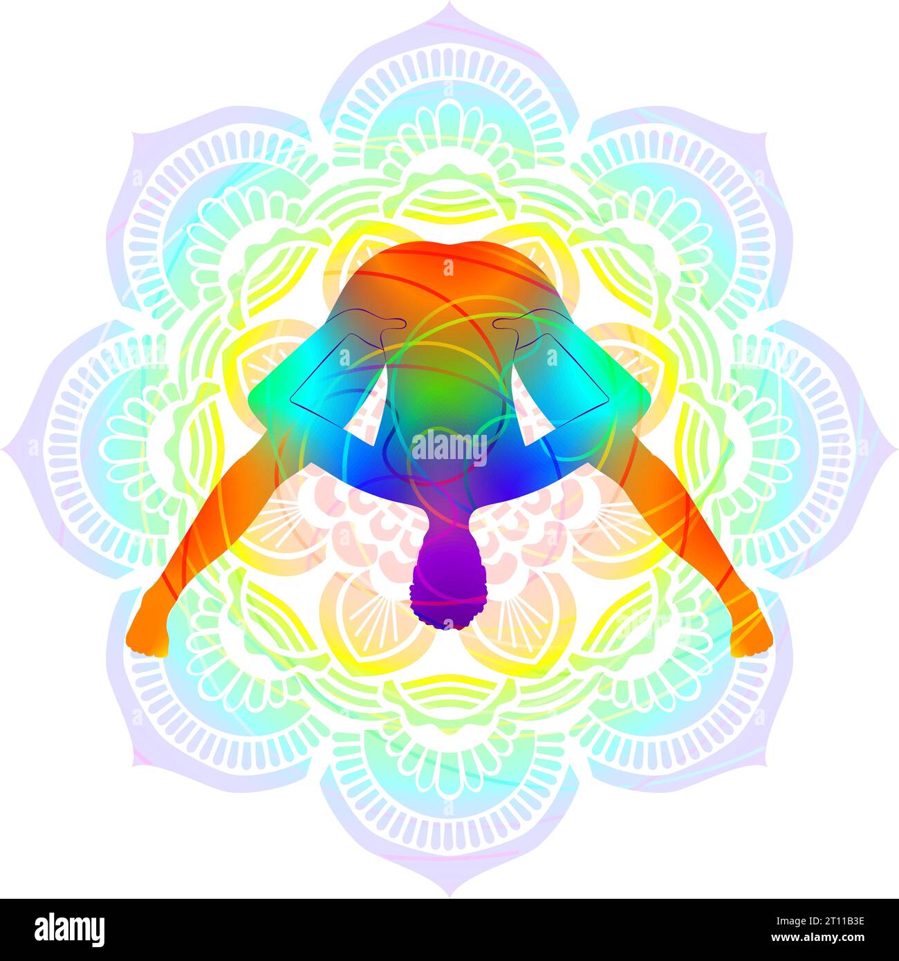 Colorful silhouette of Prasarita Padottanasana B. Wide Legged Forward ...