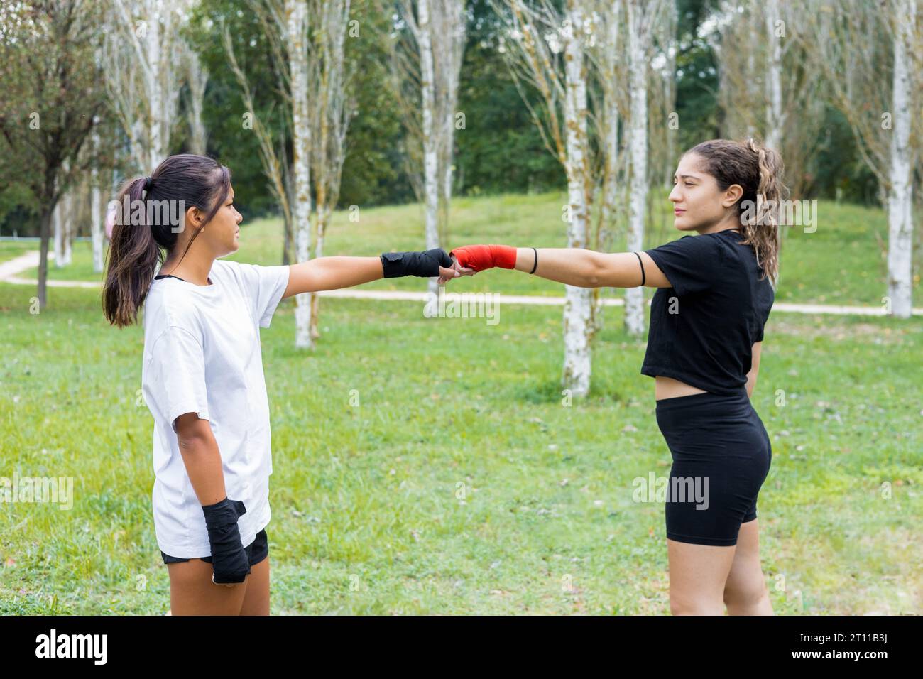 Portrait active female punching hi-res stock photography and images - Alamy