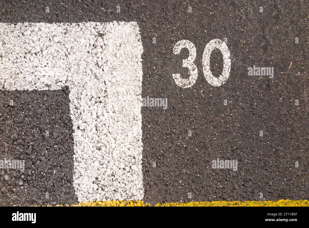 Road markings / marking white lines etc for the back (30th car) of the ...