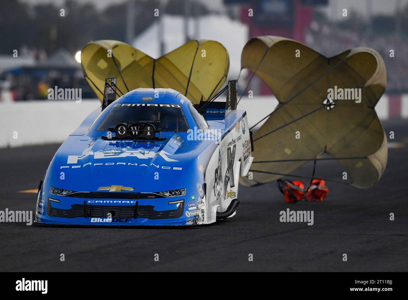 MADISON, IL - SEPTEMBER 30: Parachutes come out as John Force (5) PEAK ...