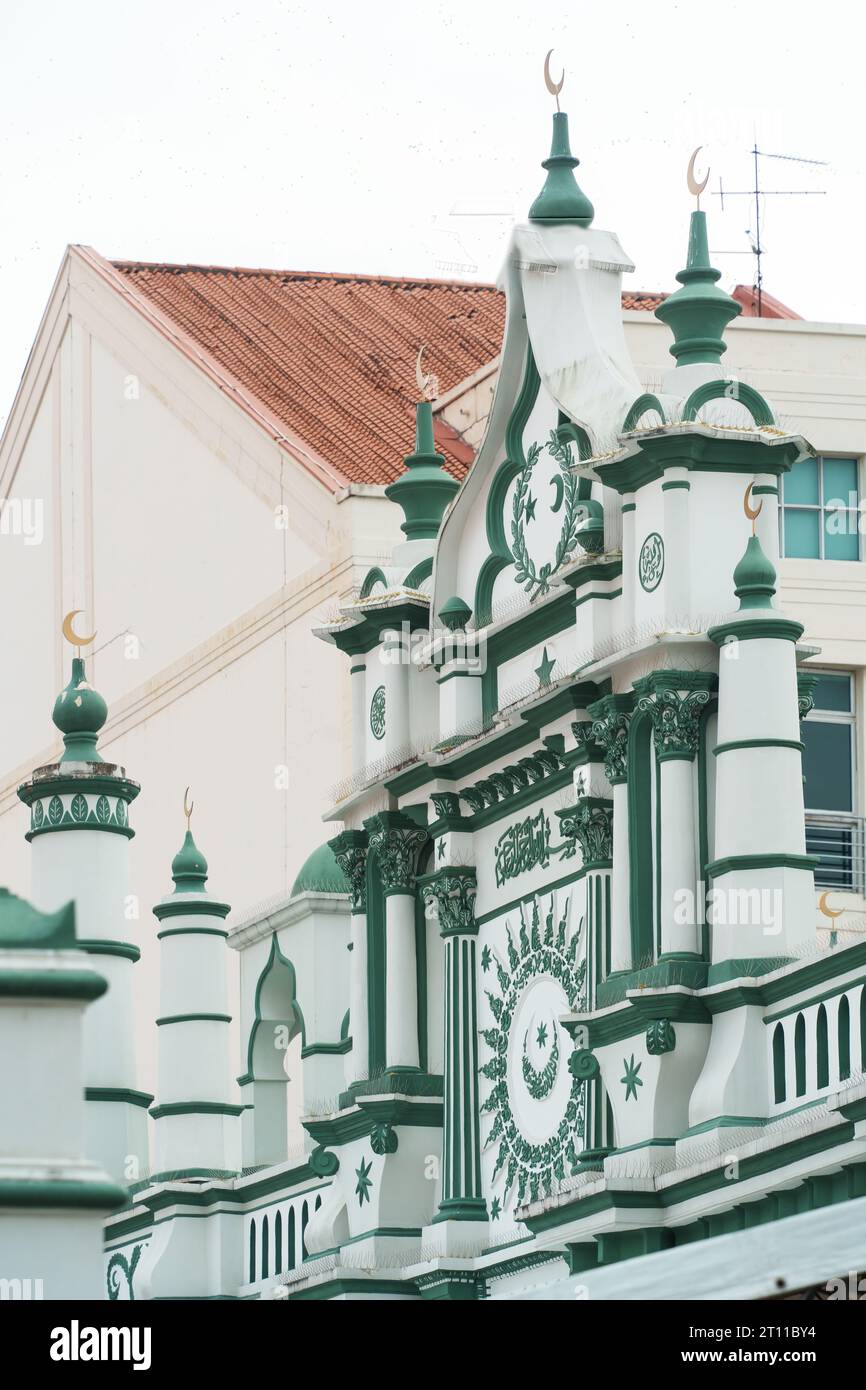 A vertical of Masjid Abdul Gafoor in Little India, Singapore Stock ...