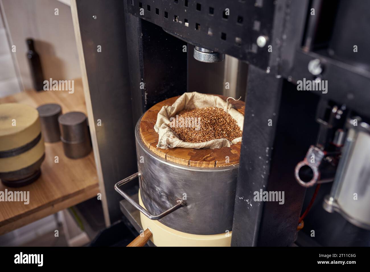 Local small seed oil production. Fresh extra virgin linseed oil ...