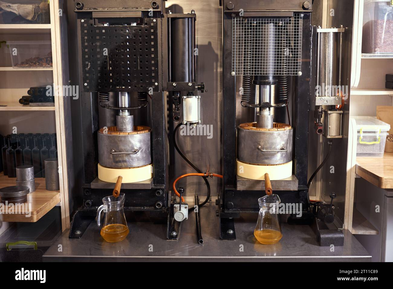 Local small seed oil production. Fresh extra virgin linseed oil ...