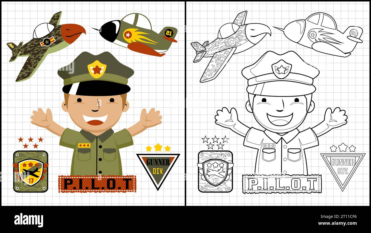 Pilot coloring page for kids Stock Vector Images - Alamy