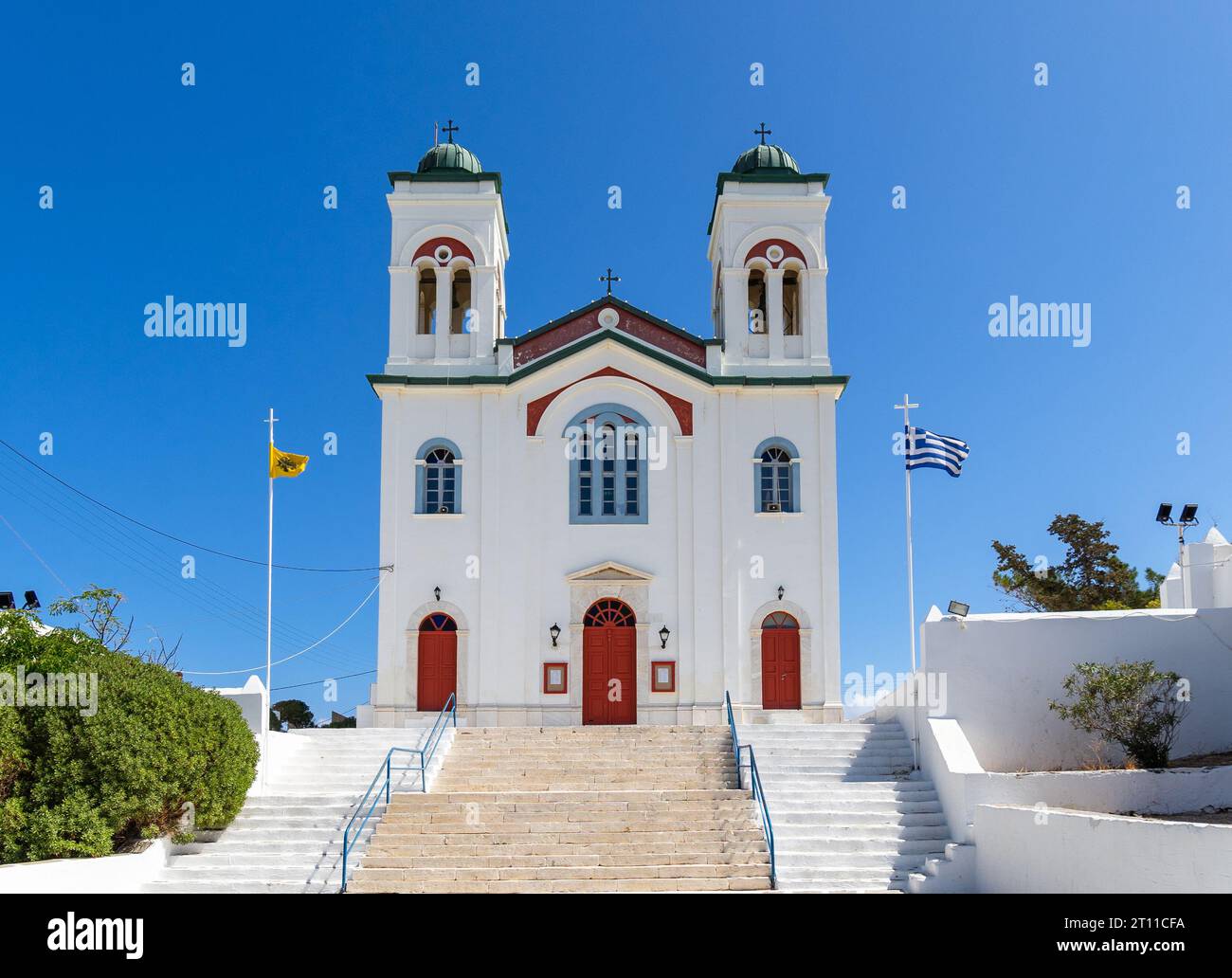 Kimisis Theotokou Church in Naoussa Paros, Greece. That is the main ...