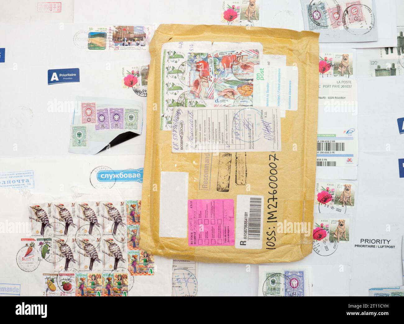 Lot of Post envelopes, background,2000s Stock Photo - Alamy