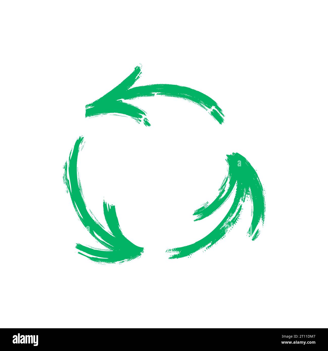 Reuse sign with arrows. Green recycle arrows with marker texture. Vector illustration isolated ...