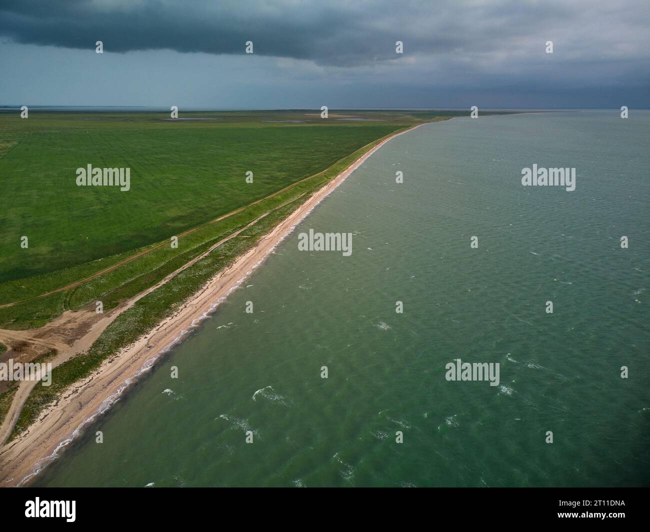 Arabat Spit aerial view, Azov Sea, Ukraine Stock Photo - Alamy