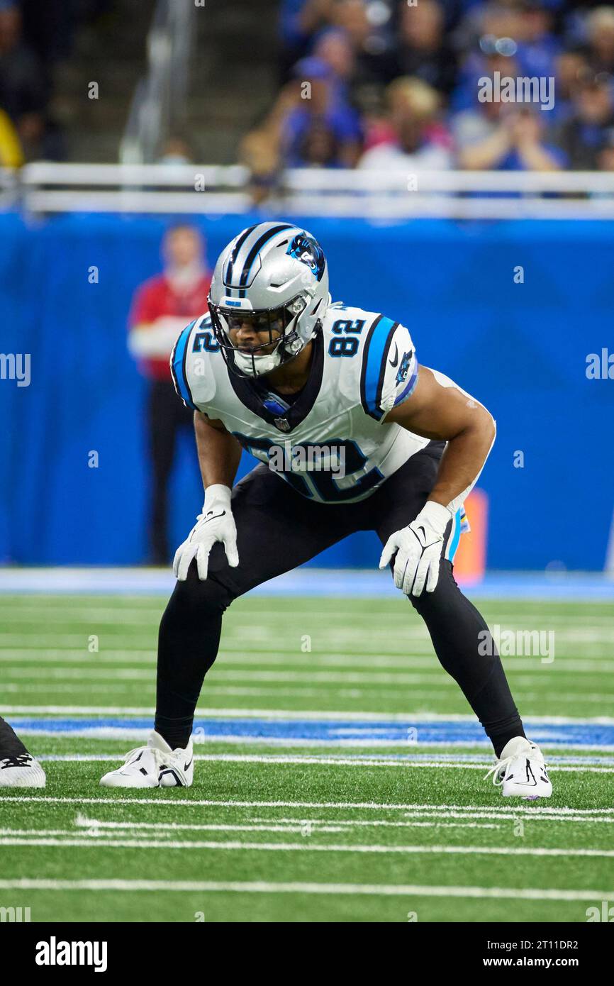 Carolina Panthers tight end Tommy Tremble (82) gets set against the ...